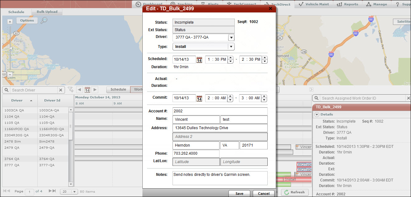 FleetOutlook Help - Edit a Work Order
