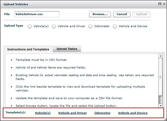 FleetOutlook Help - Vehicle Bulk Upload