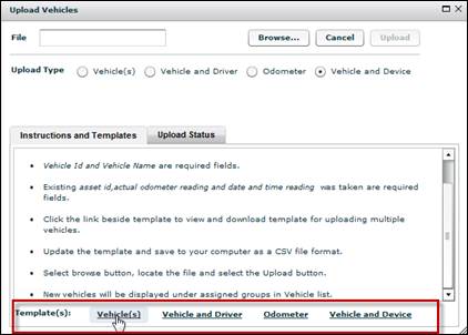 FleetOutlook Help - Vehicle Bulk Upload