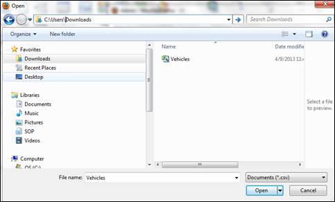 FleetOutlook Help - Vehicle Bulk Upload