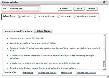 FleetOutlook Help - Vehicle Bulk Upload