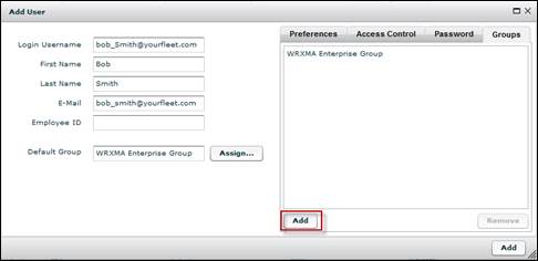 FleetOutlook Help - Add/Edit a User