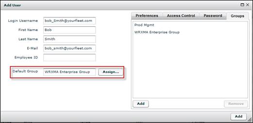FleetOutlook Help - Add/Edit a User