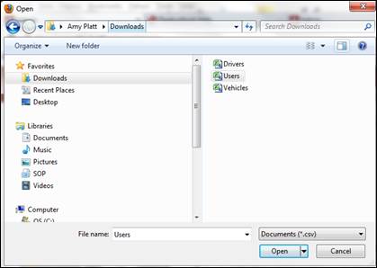 FleetOutlook Help - User Bulk Upload