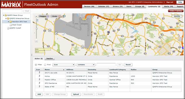 FleetOutlook Help - Define Place Name Landmarks