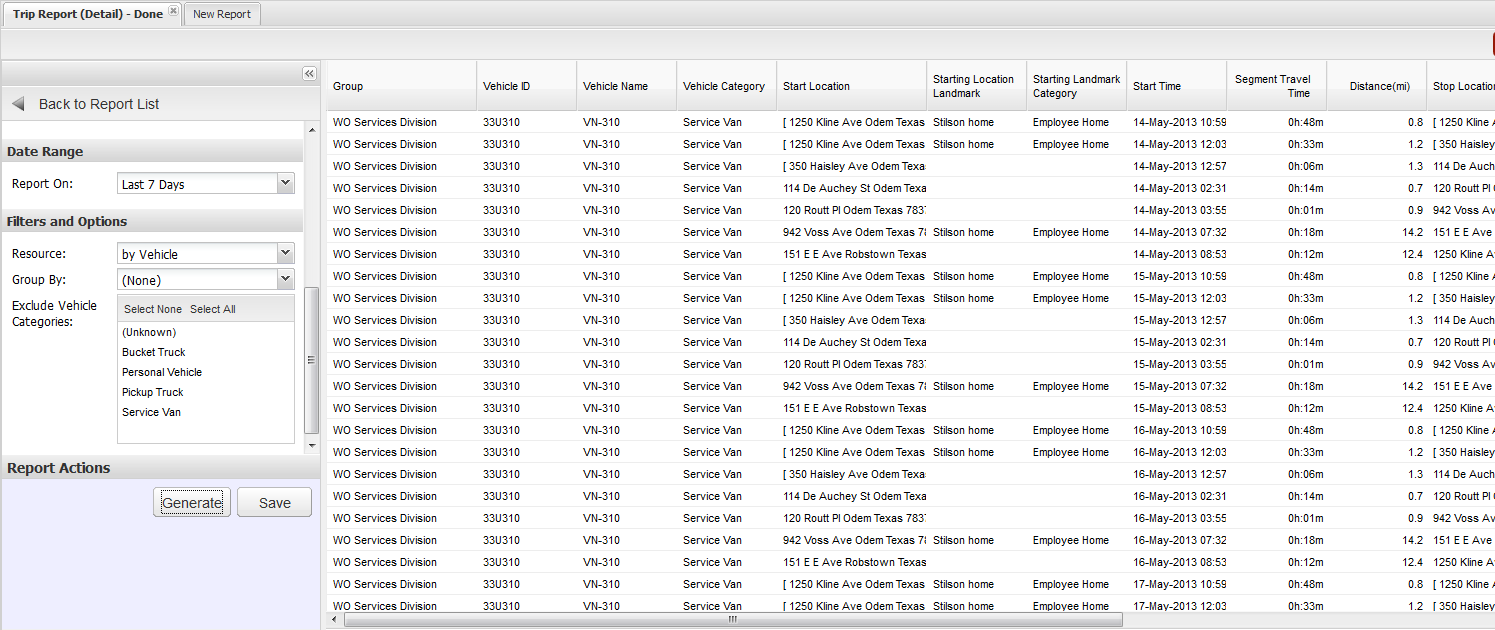 FleetOutlook Help - Run a Report